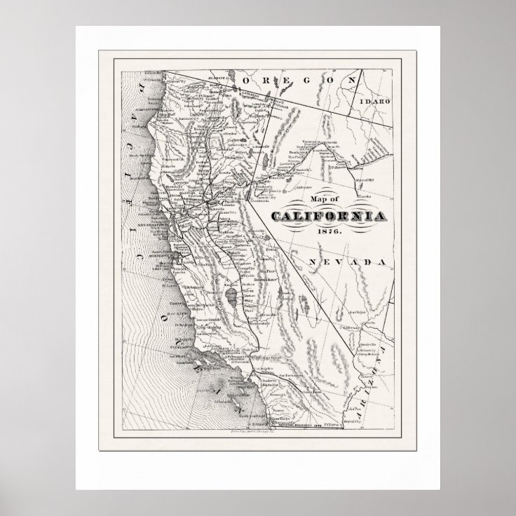 California Map from 1876 Poster | Zazzle