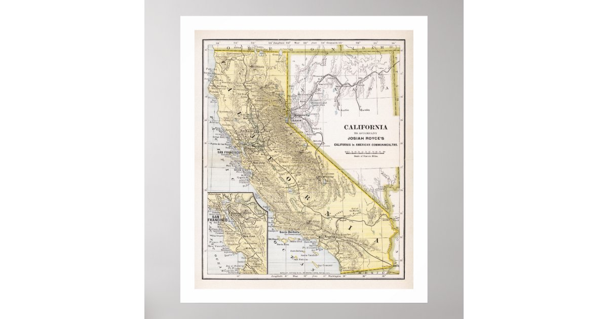California Map from 1886 Poster | Zazzle