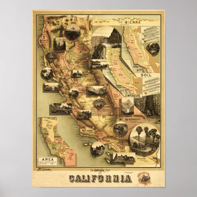 California Panoramic Map Poster | Zazzle