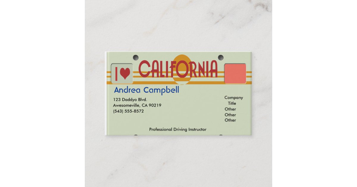 California Plates Business Card | Zazzle