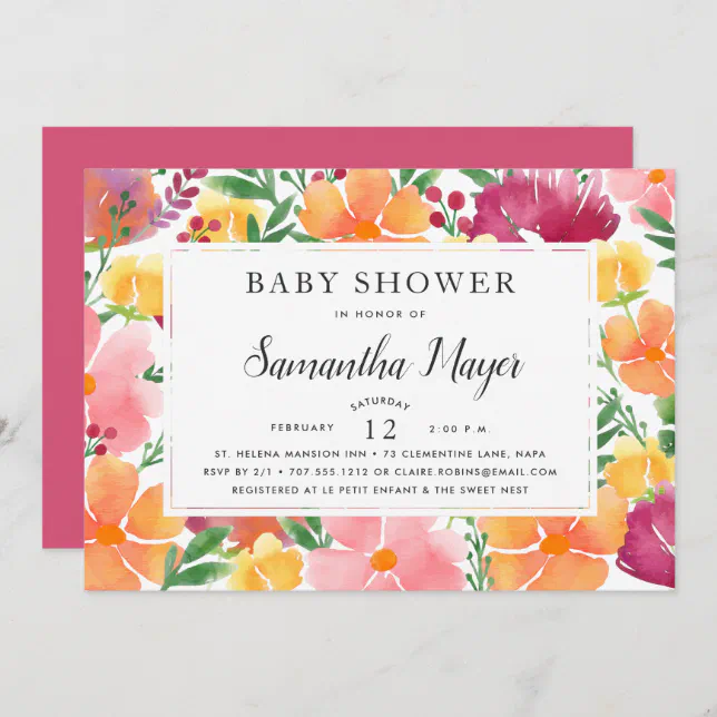California Poppy Baby Shower Invitation | Zazzle