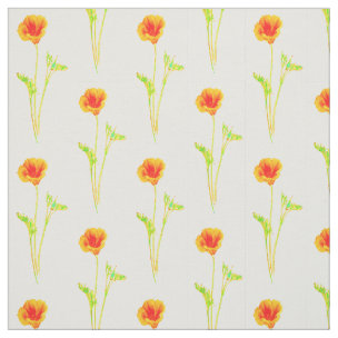 California Poppy Flowers Floral Pattern in Orange Fabric | Zazzle.com