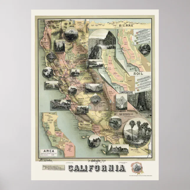 California Products Map 1888 Poster | Zazzle