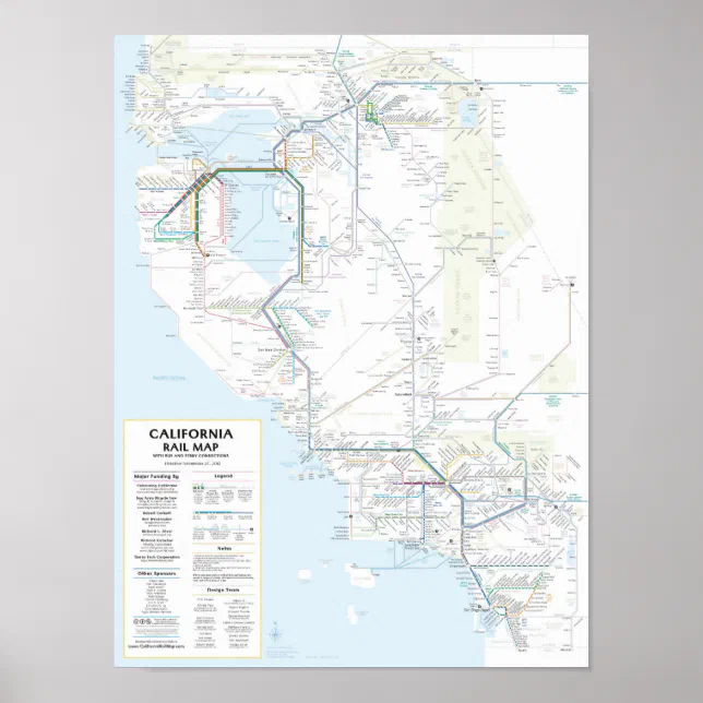 California Rail Map v1.01 Poster | Zazzle