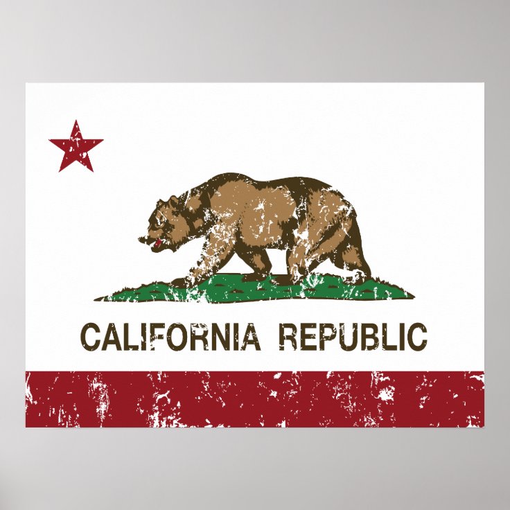 California Republic Bear Flag Poster | Zazzle