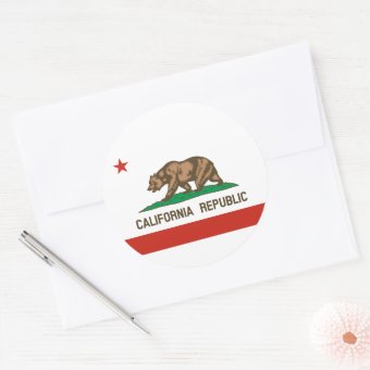 California Republic State Flag Classic Round Sticker | Zazzle