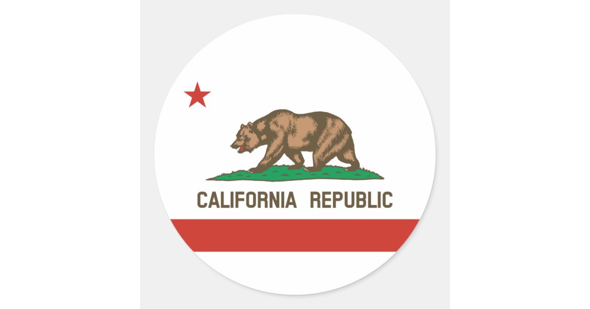 California Republic State Flag Classic Round Sticker | Zazzle