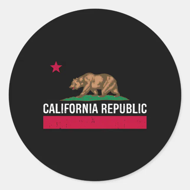 California Republic State Flag Classic Round Sticker | Zazzle