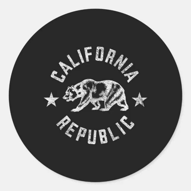 California Republic State Flag Grizzly Bear Classic Round Sticker | Zazzle