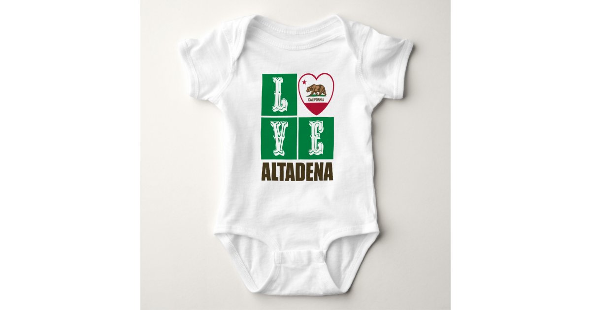 California Republic State Flag Heart Altadena Baby Bodysuit | Zazzle
