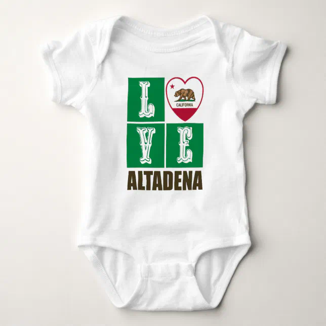 California Republic State Flag Heart Altadena Baby Bodysuit | Zazzle