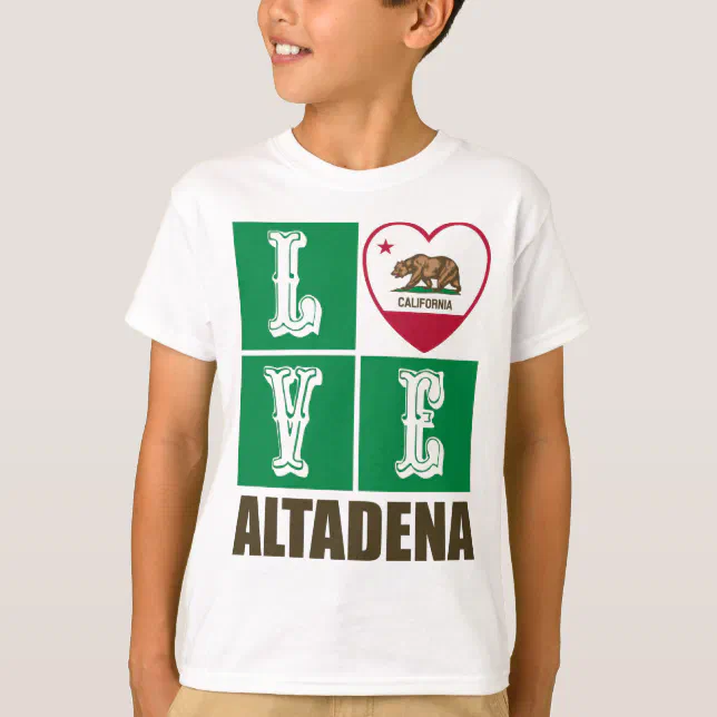 California Republic State Flag Heart Altadena T-Shirt | Zazzle
