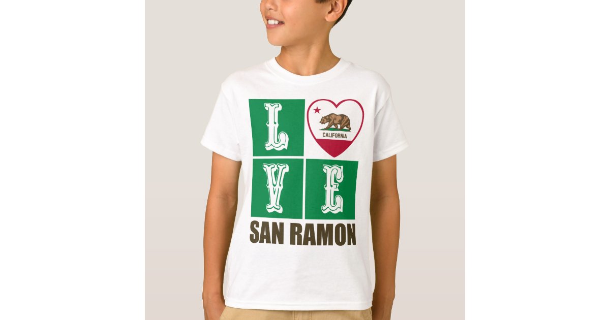 California Republic State Flag Heart San Ramon T-Shirt | Zazzle