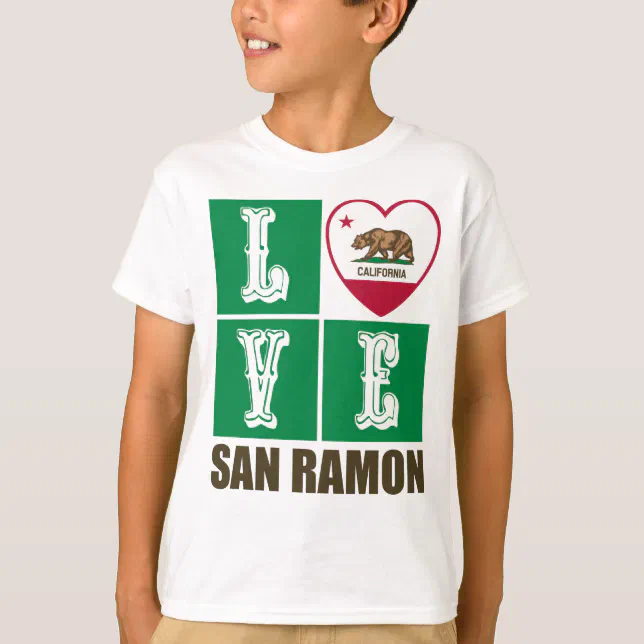 California Republic State Flag Heart San Ramon T-Shirt | Zazzle
