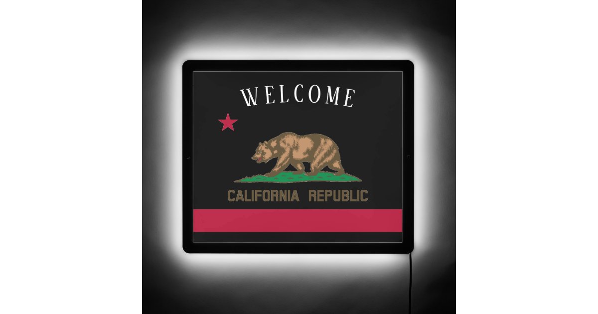 California Republic state flag LED sign with bear | Zazzle
