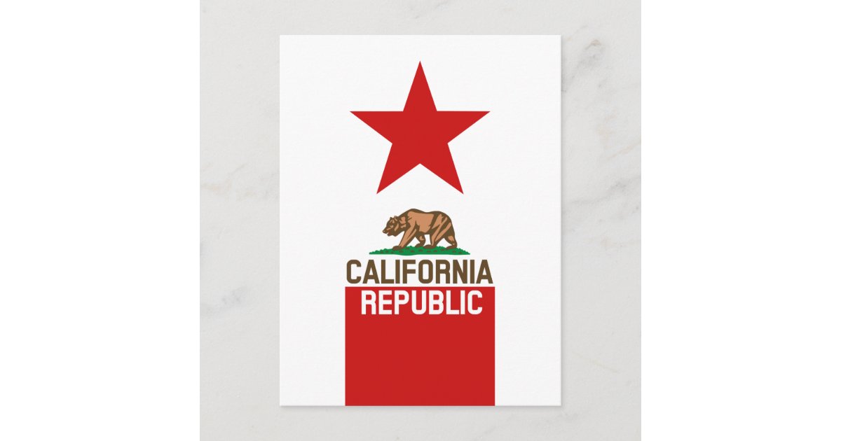 CALIFORNIA REPUBLIC State Flag Red Star Postcard | Zazzle