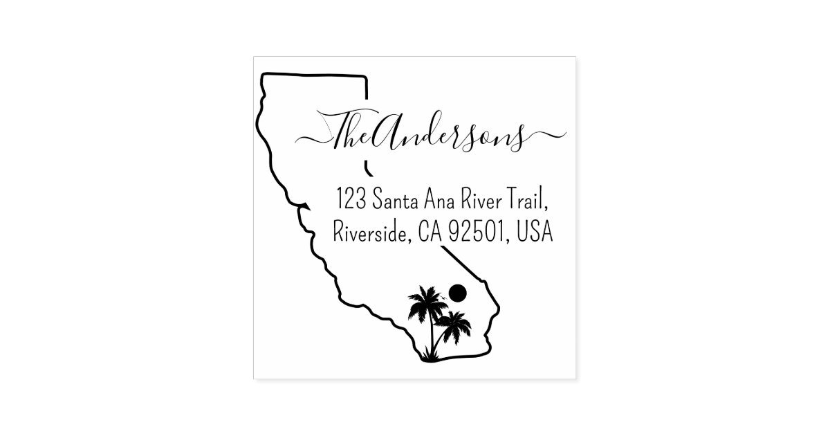 California Return Address Palm Tree Custom Self-inking Stamp | Zazzle