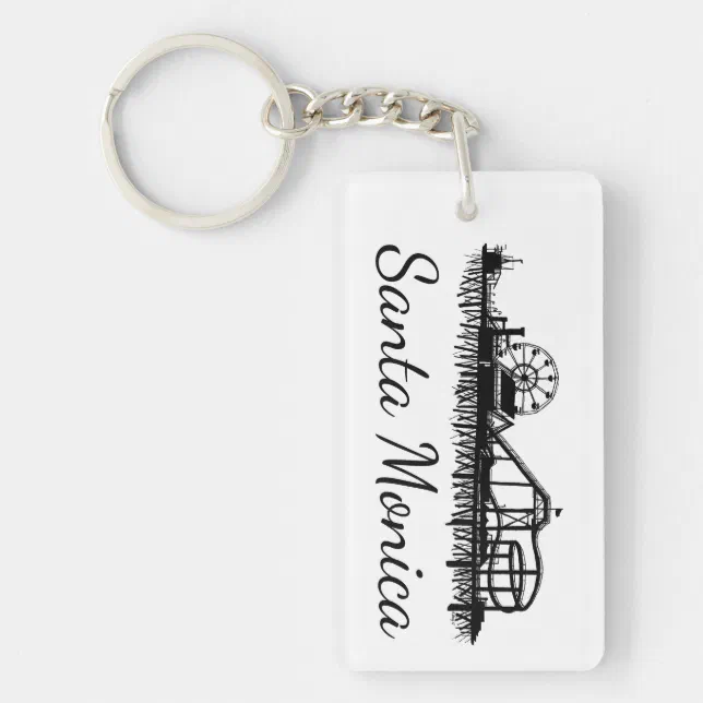 California Santa Monica CA Pier Beach Ferris Wheel Keychain | Zazzle