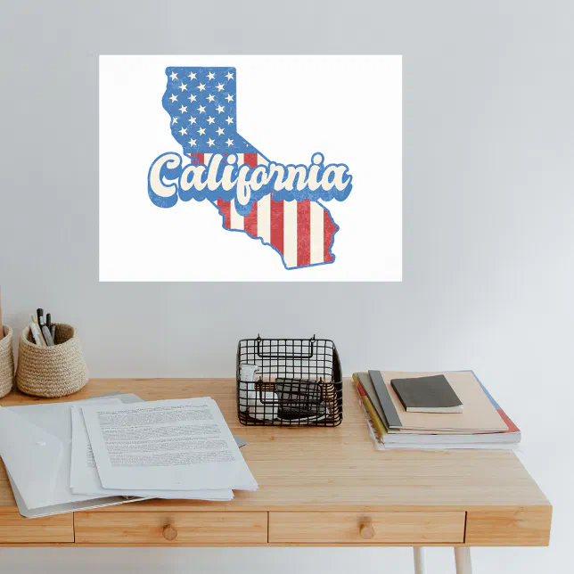 California Stars & Stripes Silhouette Poster | Zazzle