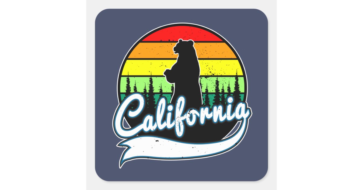 California State Bear Square Sticker | Zazzle