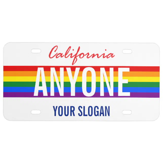 California State Custom Pride Rainbow Flag License Plate | Zazzle