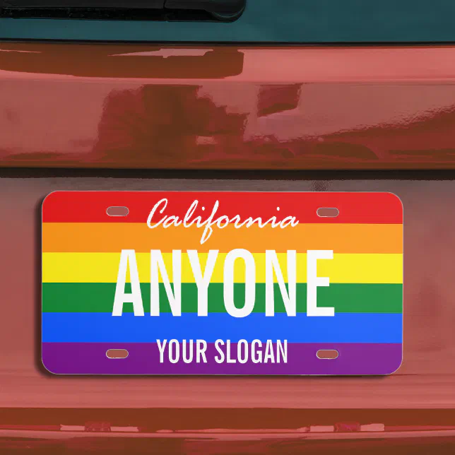 California State Custom Pride Rainbow Flag License Plate | Zazzle
