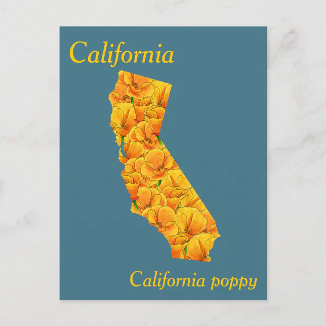California State Flower Collage Map Postcard | Zazzle