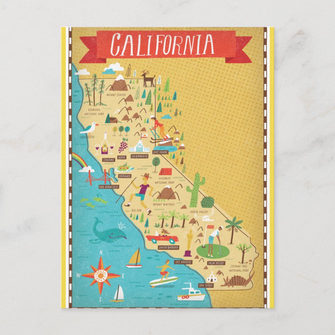 California State Map Postcard | Zazzle