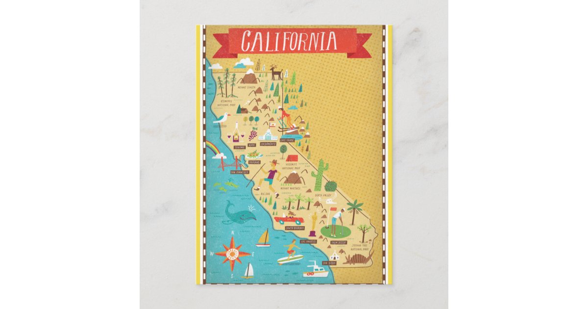 California State Map Postcard | Zazzle