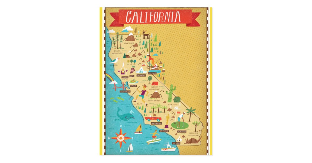 California State Map Postcard | Zazzle.com