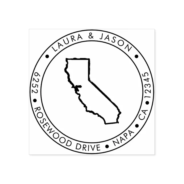 California State Map Return Address Wood Art Stamp | Zazzle
