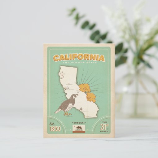California State Map | The Golden State Postcard | Zazzle