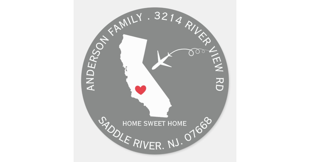 California State | New Home Address Label Sticker | Zazzle