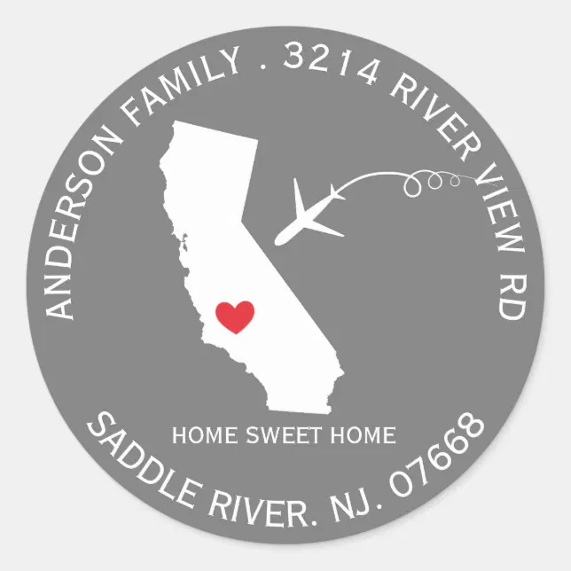 California State | New Home Address Label Sticker | Zazzle
