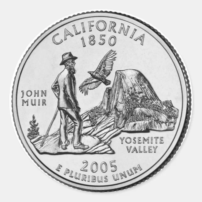 California State Quarter Classic Round Sticker | Zazzle