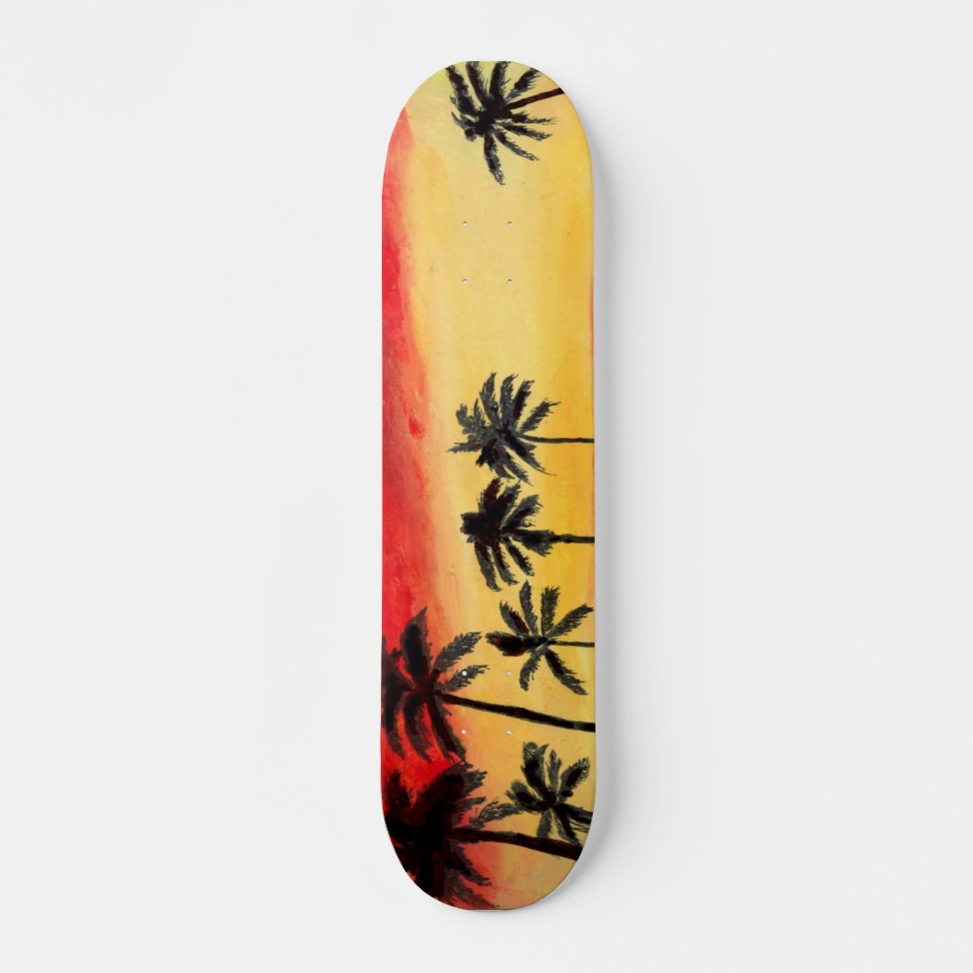 California Tropical Palm Trees Sun Skateboard Art | Zazzle