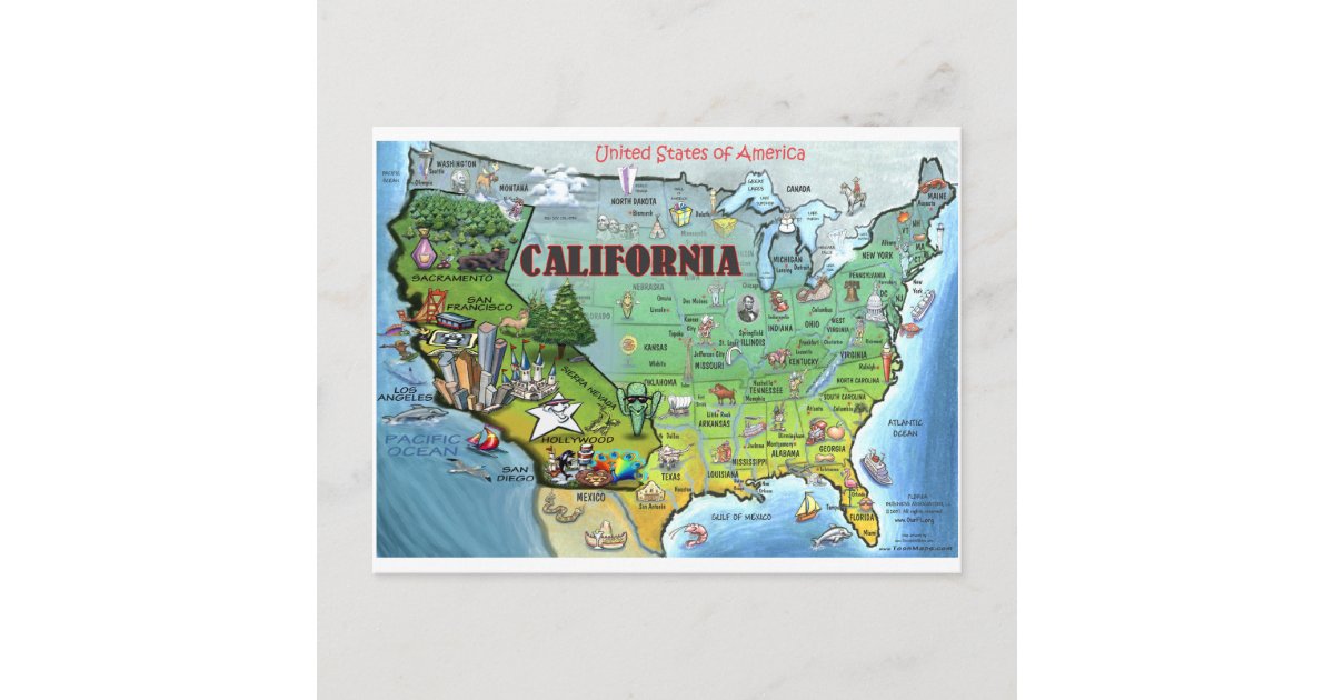 California USA Map Postcard | Zazzle