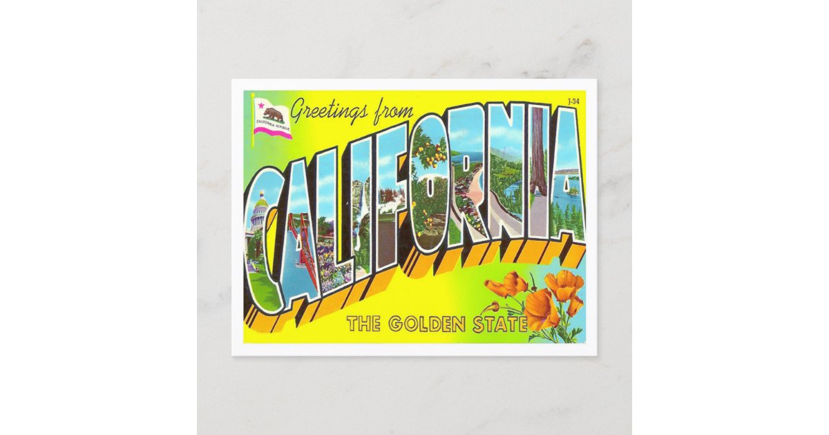California Vintage Big Letters Postcard | Zazzle