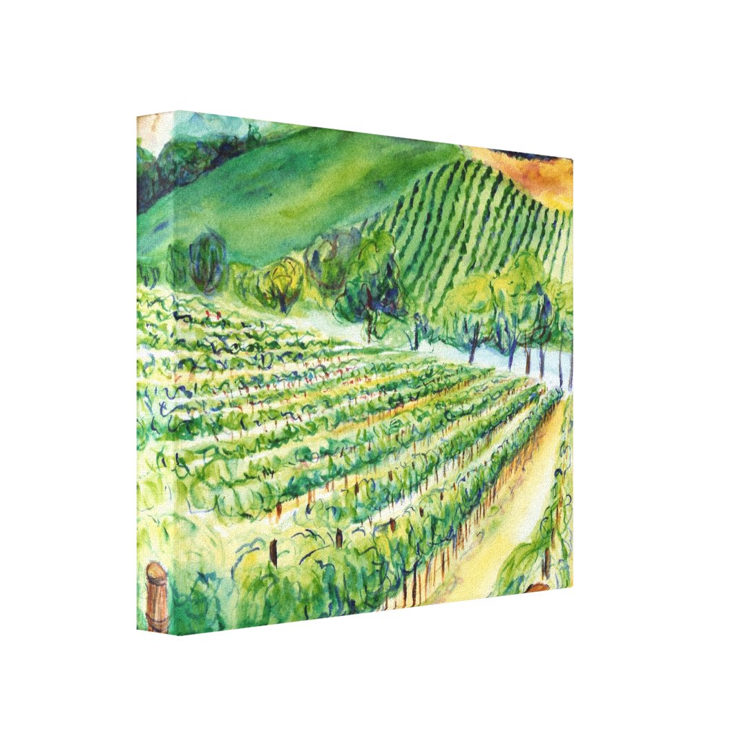 California Winery Vineyard Painting Canvas Print | Zazzle