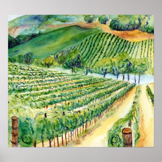 California Winery Vineyard Poster Art Print | Zazzle.com