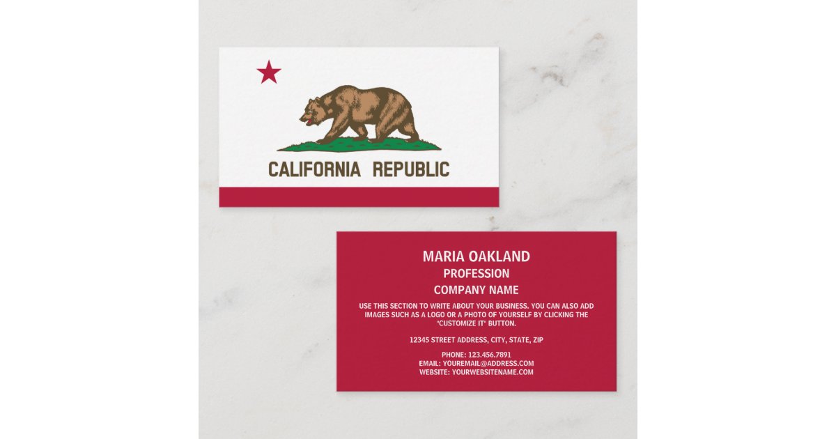 Californian Flag, Flag of California Business Card | Zazzle
