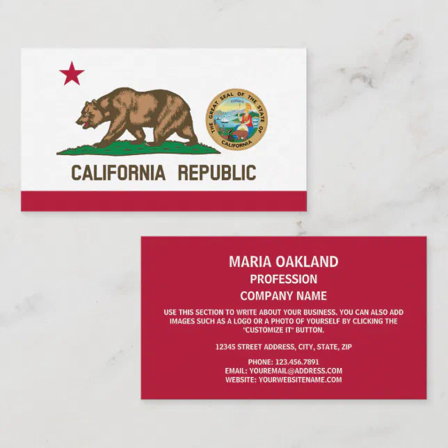 Californian Flag & Seal, Flag of California Business Card | Zazzle