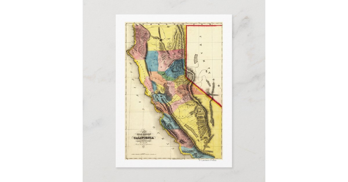 CaliforniaPanoramic Map Postcard | Zazzle