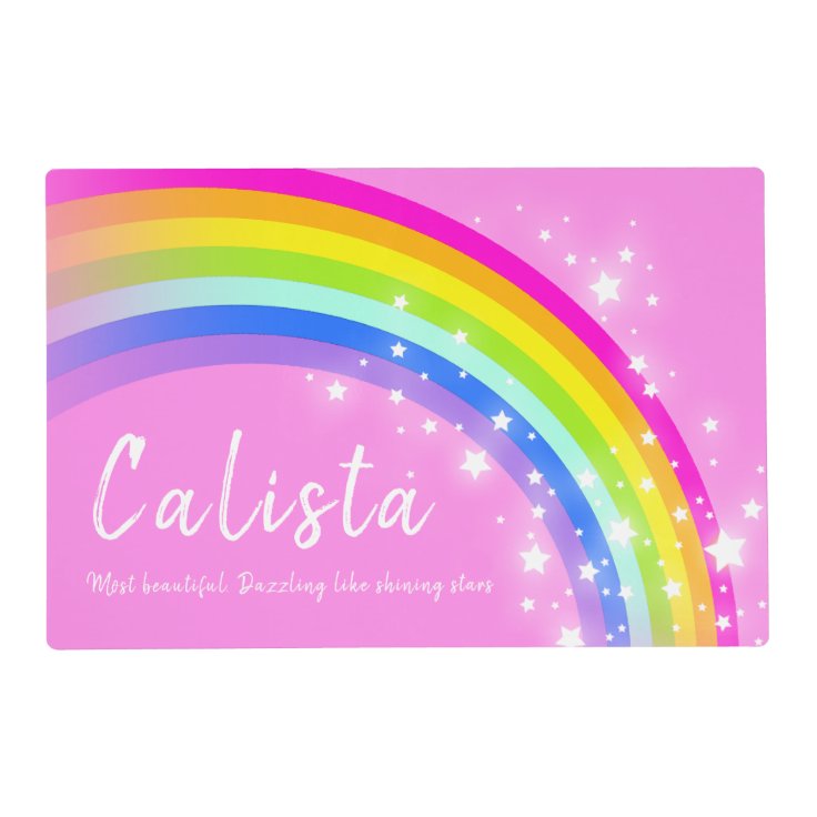 Calista rainbow name meaning purple placemat | Zazzle