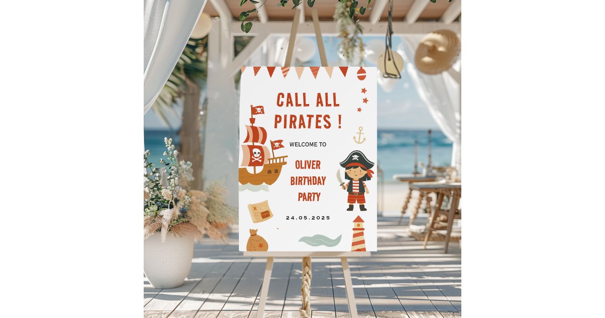 Call All Pirates Birthday Welcome Sign | Zazzle