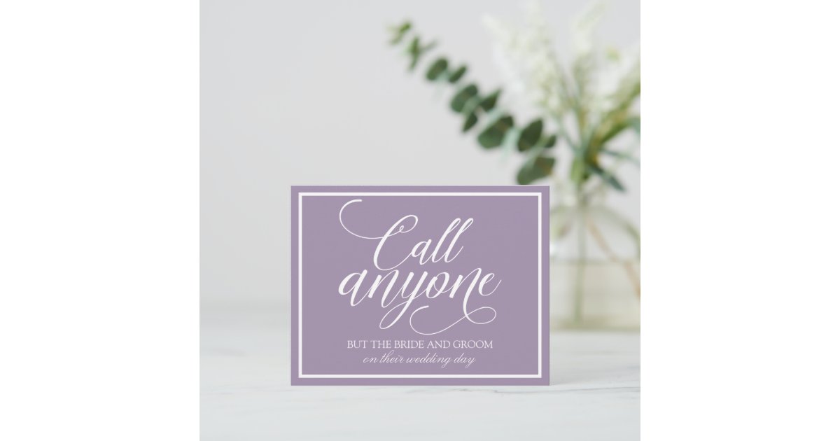 Call Anyone But the Bride Wedding Card (Lavender) | Zazzle