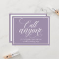 Call Anyone But the Bride Wedding Card (Lavender) | Zazzle