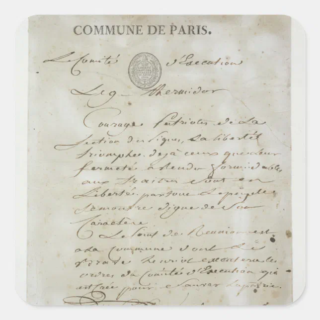 Call from Maximilien de Robespierre Square Sticker | Zazzle