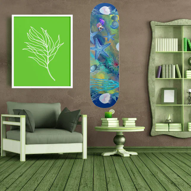 Call of the Sea Marine Life Blue Ocean Starfish Skateboard | Zazzle