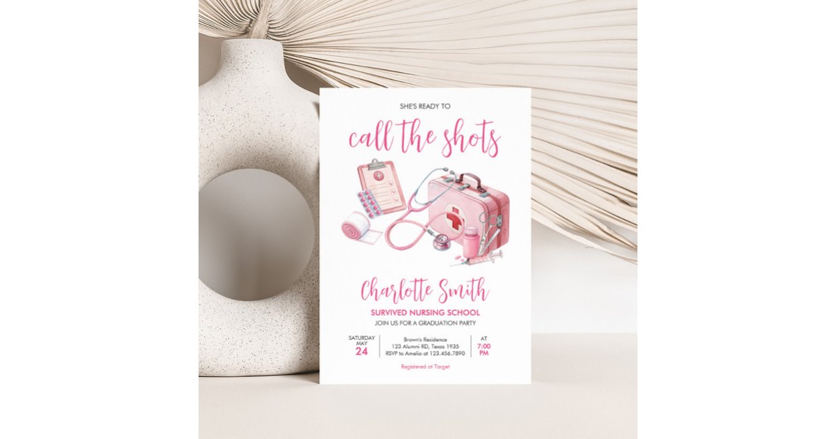 Call the Shots Nursing Graduation Party Invitation | Zazzle